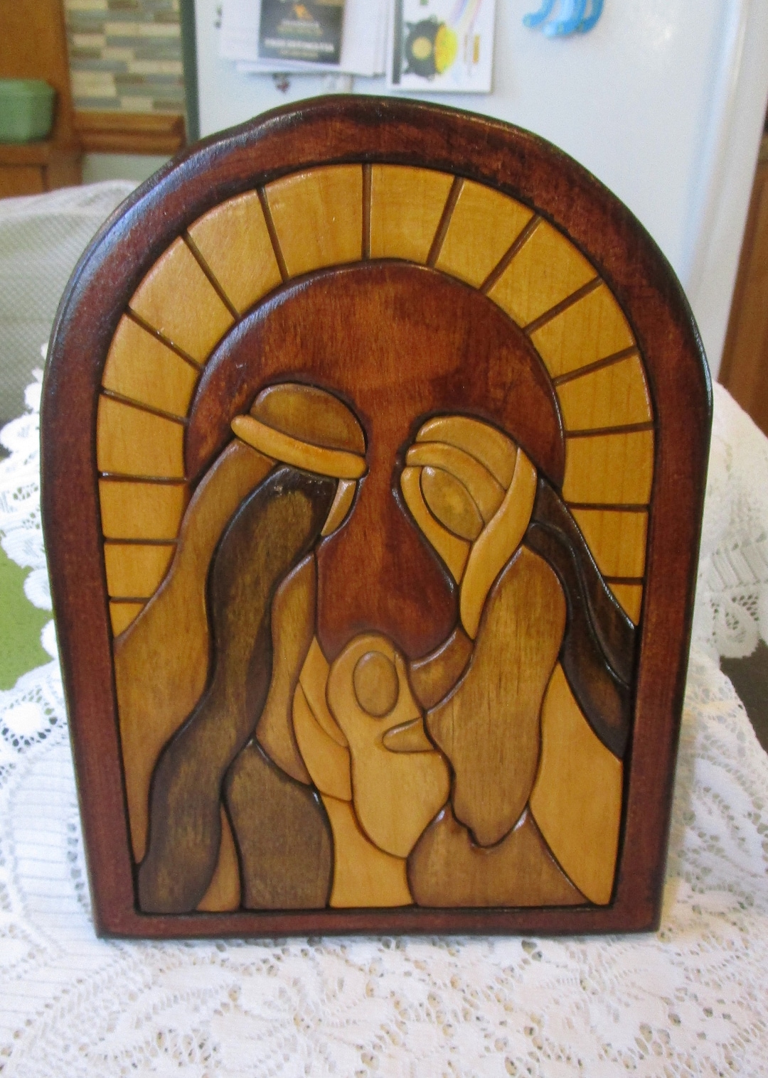 Nativity Plaque, Wooden Nativity, Holy Family, Religious Decor ...