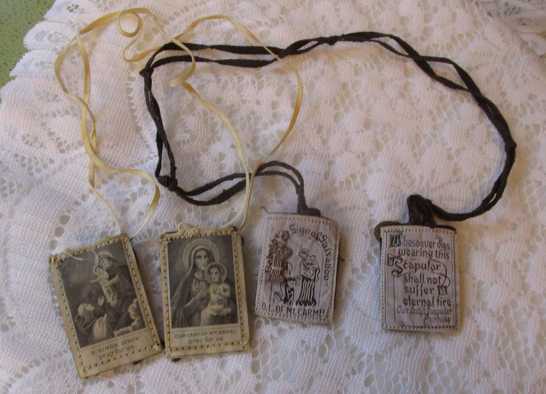 2, Vintage Scapulars, Prayer Aids, Salvation, Mount Carmel, Saint Simon ...