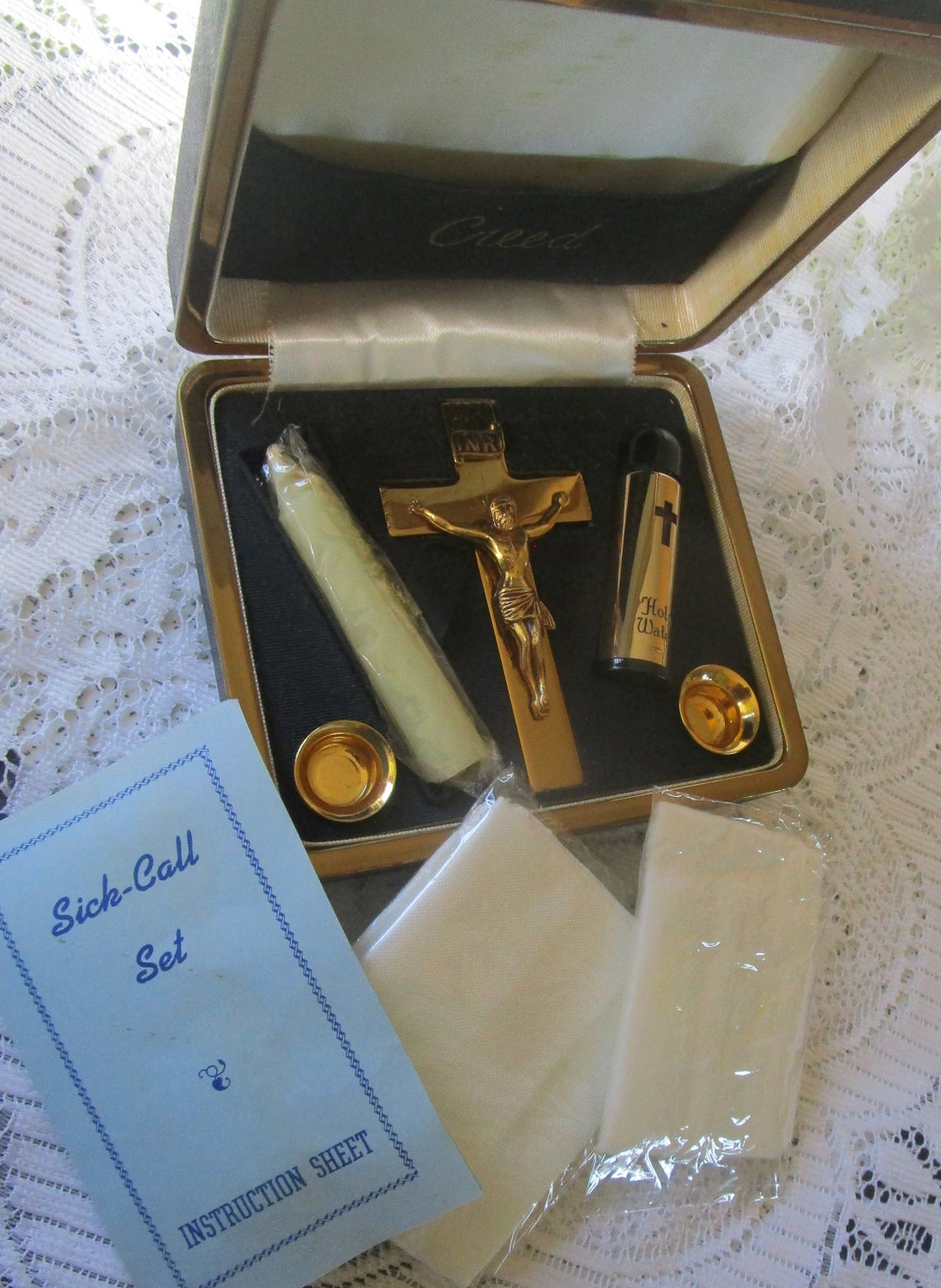 Creed, Sick Call Set, Holy Water, Crucifix, Communion, Sacraments ...