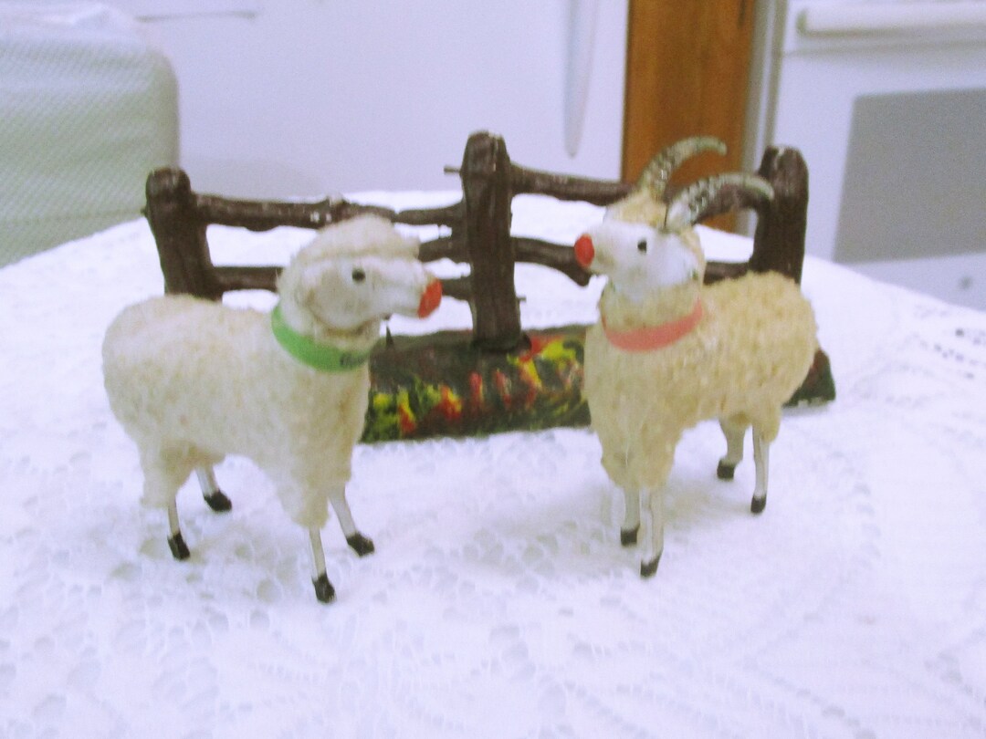 2 Antique Sheep Stick Leg Wooly Sheep Nativity Sheep - Etsy