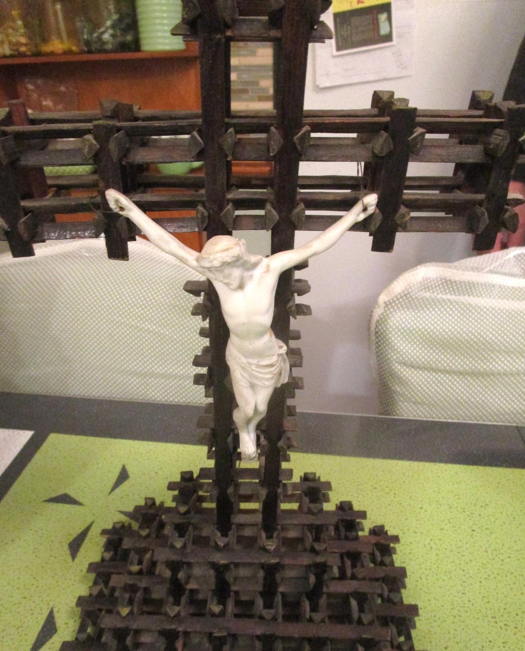 17in, Antique Crucifix, Tramp Art, Religious Antiques, Primitive Decor ...