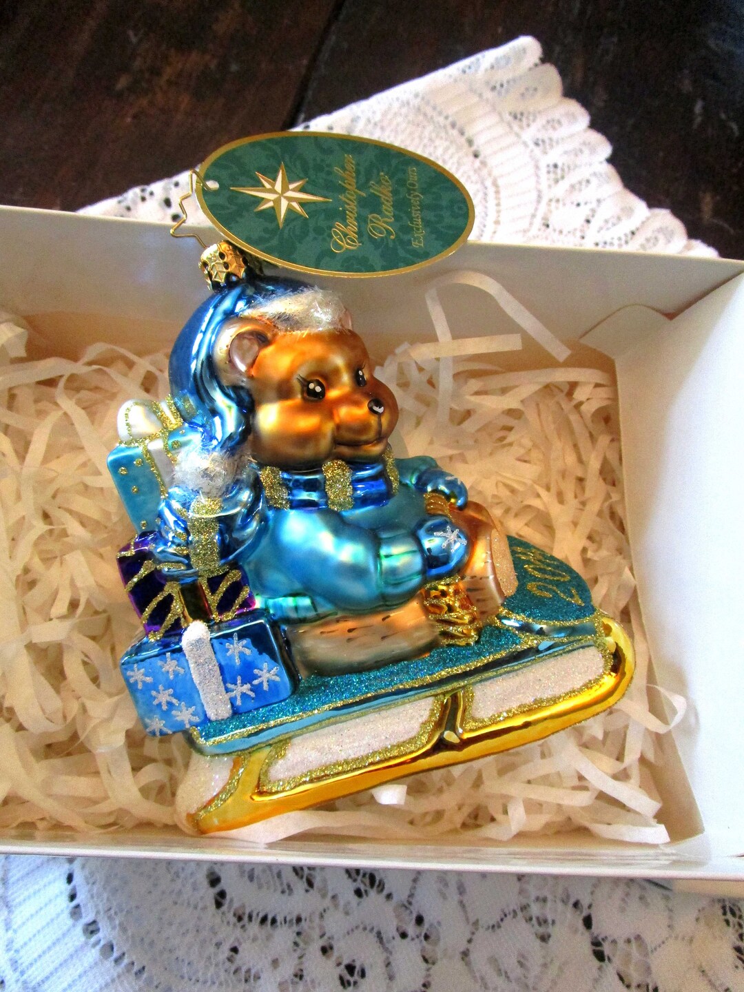 5.5 In, Christopher Radko, Teddy Bear Ornament, Christmas Ornament ...