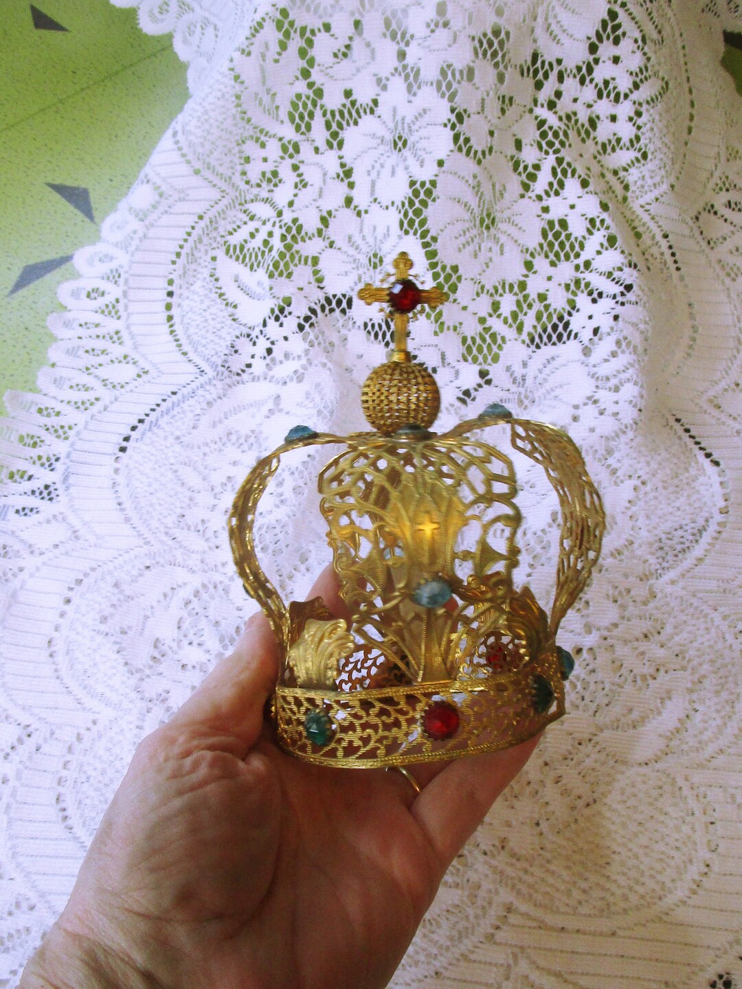 5 In, Infant of Prague, Jeweled Crown, Prague Crown, Vintage Religious, Religious Statuary ...