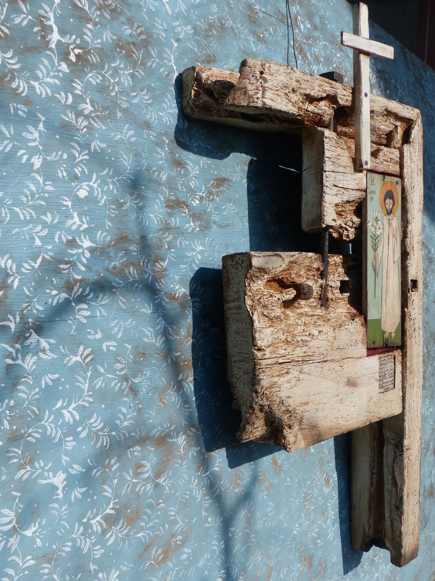 St. Joseph / Wooden Rustic Painted Handmade Shrine / Catholic Shrine ...