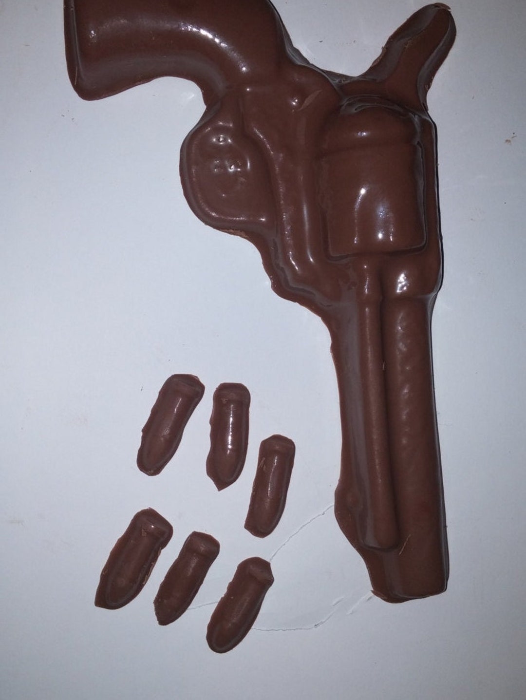 Large Chocolate Gun Revolver Six Shooter With Bullets Chocolate Candy ...