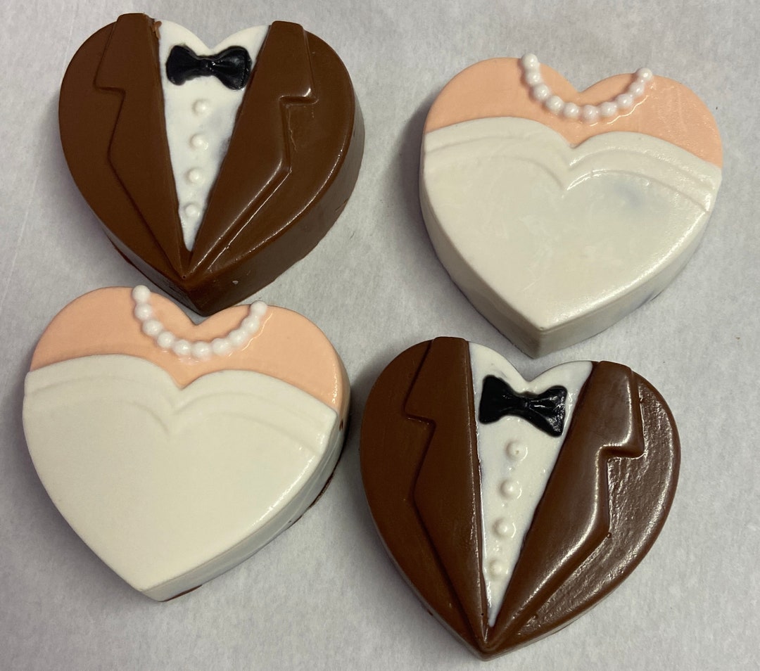 Bride and Groom Chocolate Covered Cookie Bridal Shower Wedding ...