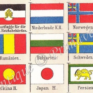 1898 Flags of Seapowers or Maritime Countries in the 19th Century ...