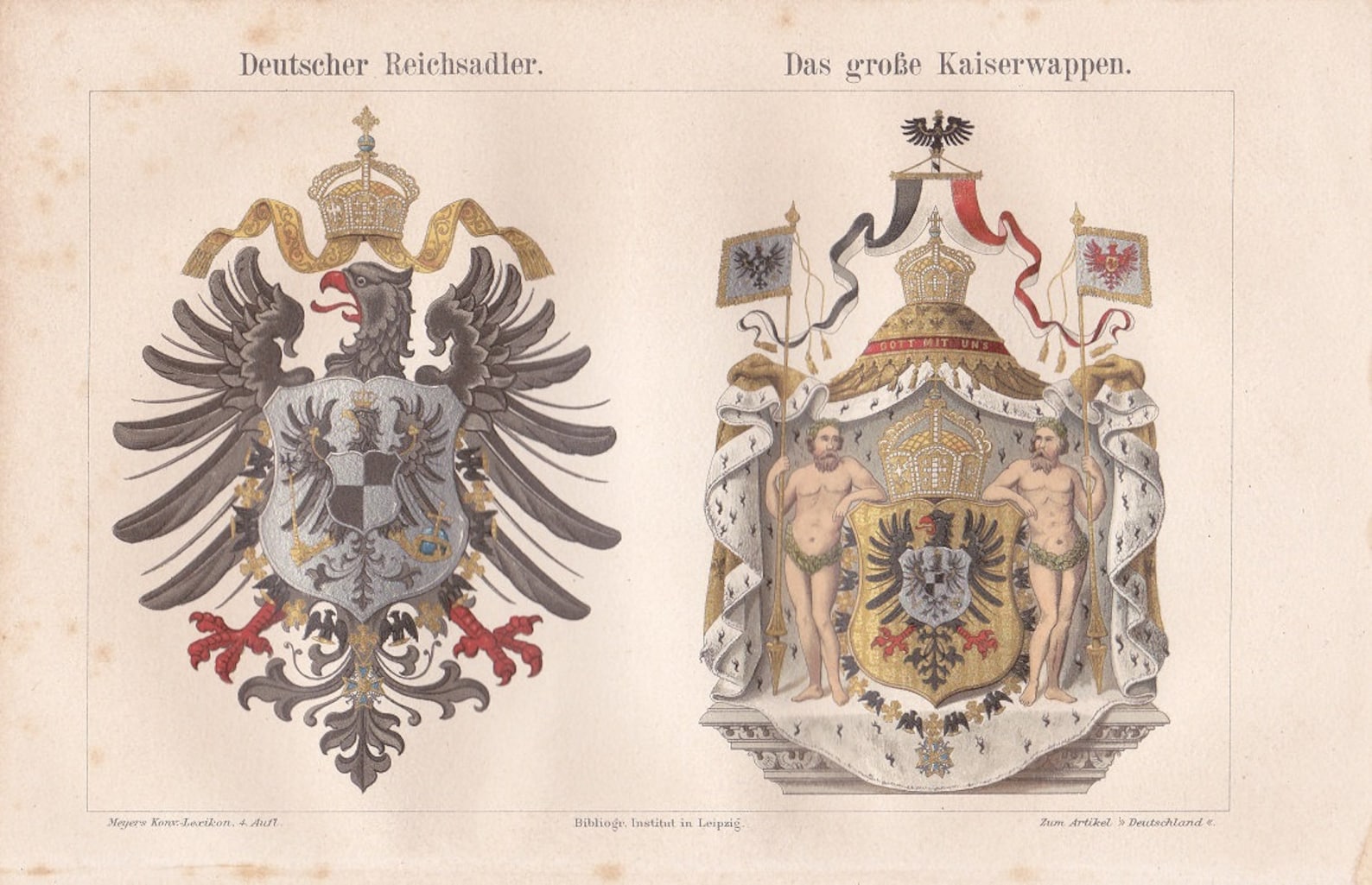 1886 Heraldry Coat of Arms of the German Empire and the | Etsy