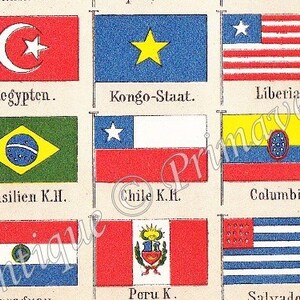 1898 Flags of Seapowers or Maritime Countries in the 19th Century ...