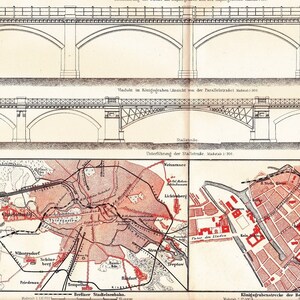 1881 City Map of Berlin With the Lines and Bridges of the Railway ...