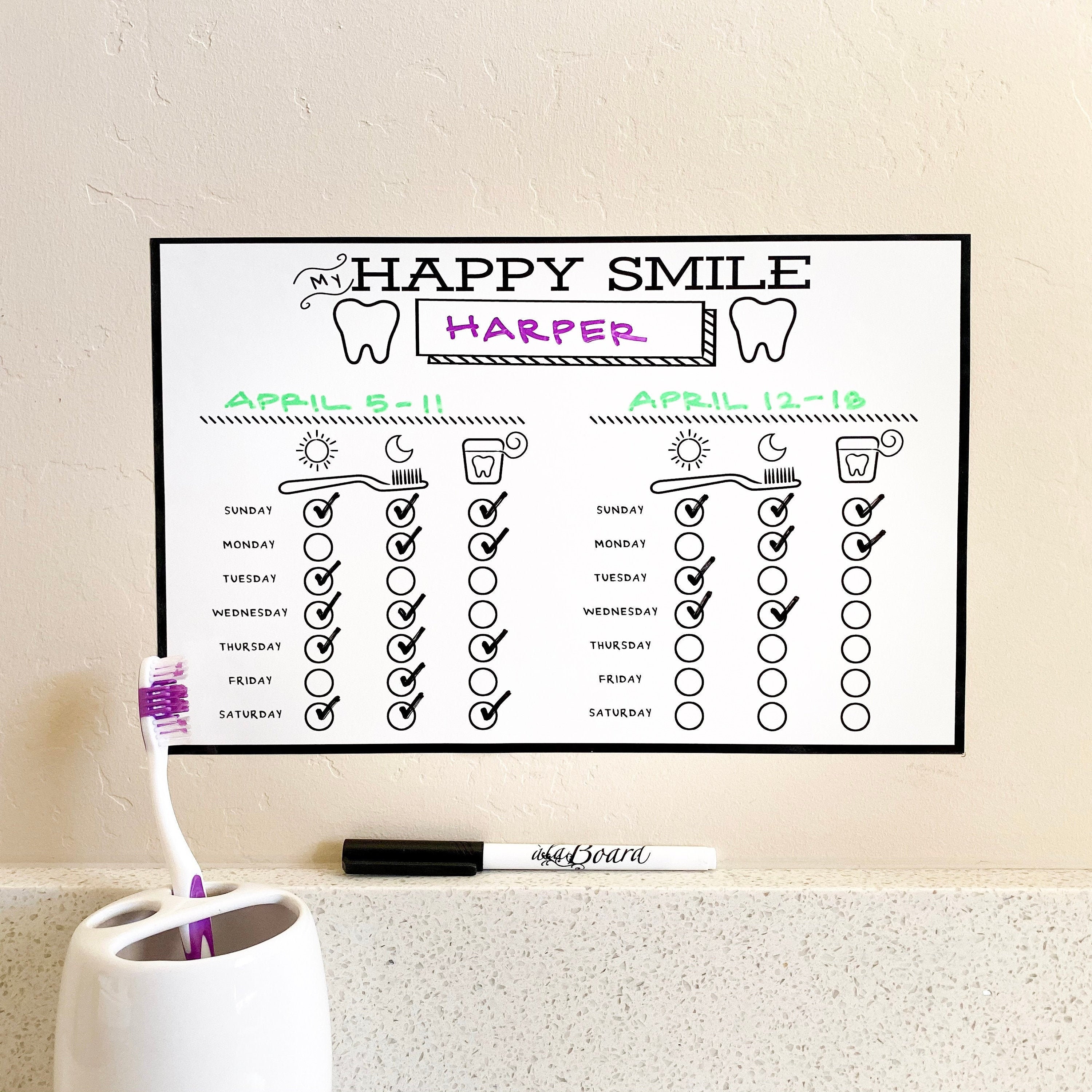 Daily Routine Chart Toothbrush Chart Kids Chore Chart | Etsy