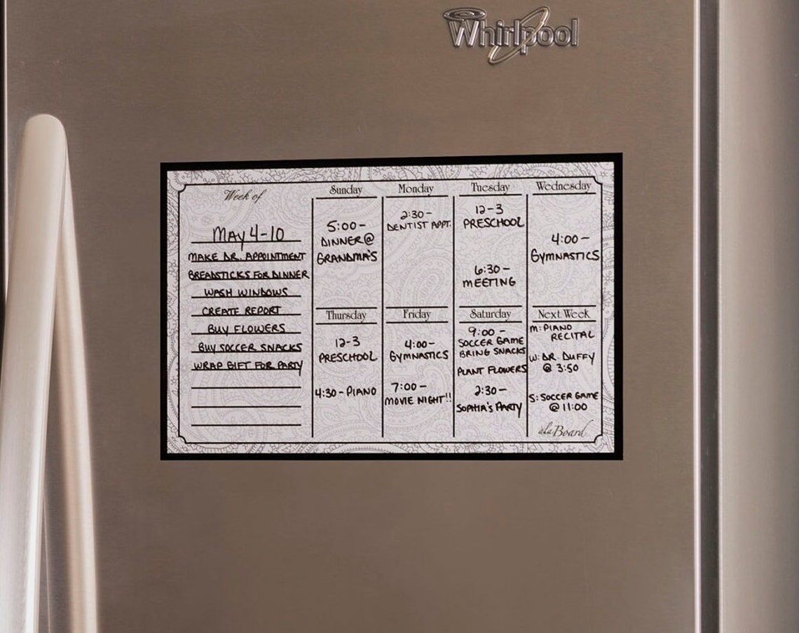 Weekly Fridge Calendar Fridge Calendar Dry Erase Calendar | Etsy