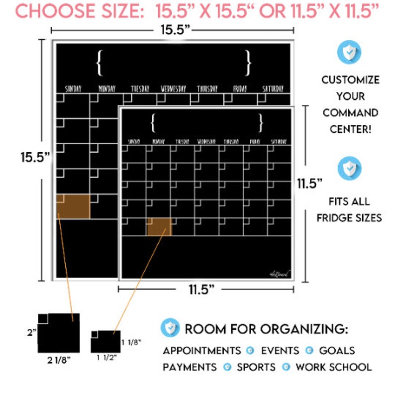 Fridge Calendar Refrigerator Calendar Monthly Calendar - Etsy