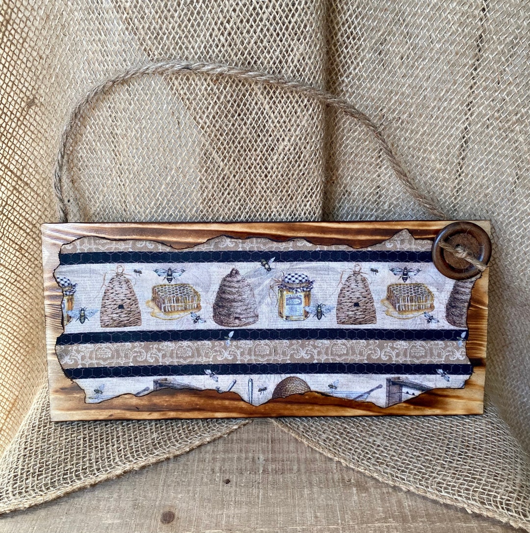 Honeybee Decor, Beehive Wall Hanging, Bumblebee Art, Decoupaged ...