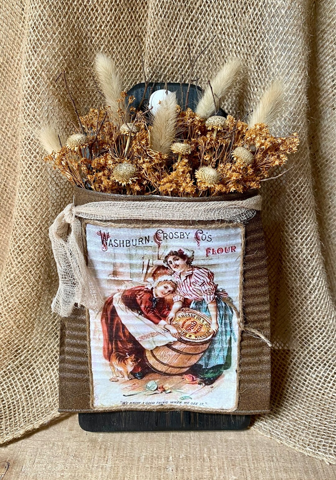 Primitive Wall Pocket, Pocket Posey, Primitive Kitchen, Kitchen Decor ...