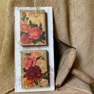 Roses Wood Board, Cottage Theme Decor, Seed Packet, Rose Garden, Shabby ...