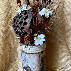 White Rabbit Tin Can Alice in Wonderland With Dried Arrangement ...