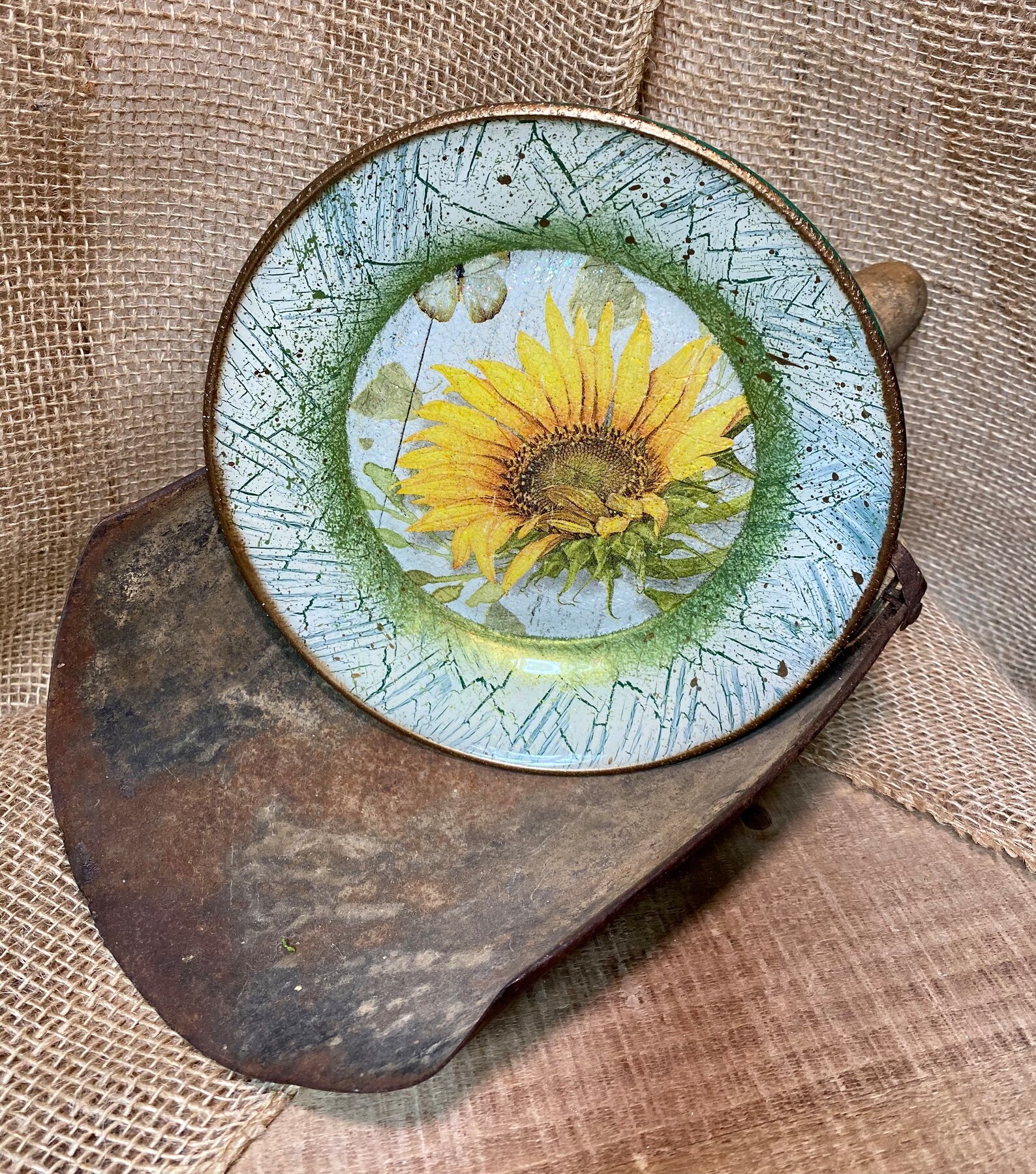 Glass Plate Decoupaged Sunflower Plate Farmhouse Decor - Etsy