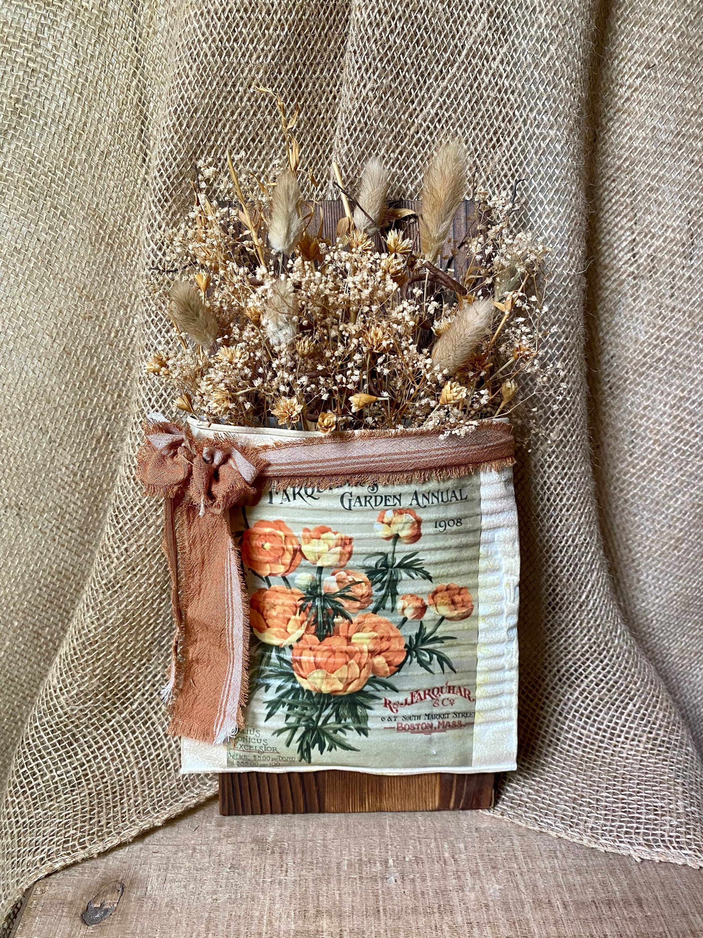 Flower Seed Wall Pocket, Flower Wall Hanging, Seed Packet Art ...