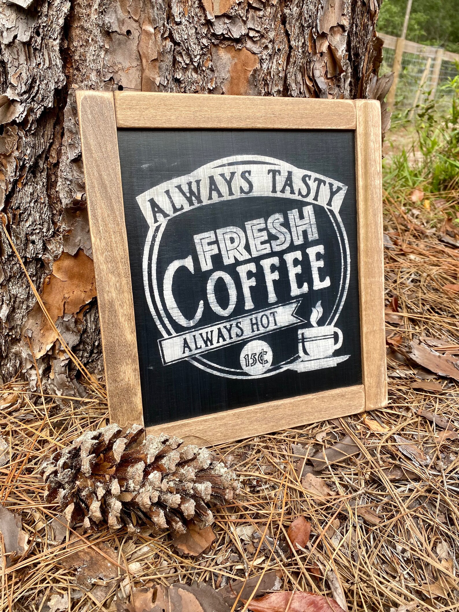 Coffee Wood Plaque Stenciled Coffee Board Framed Coffee - Etsy