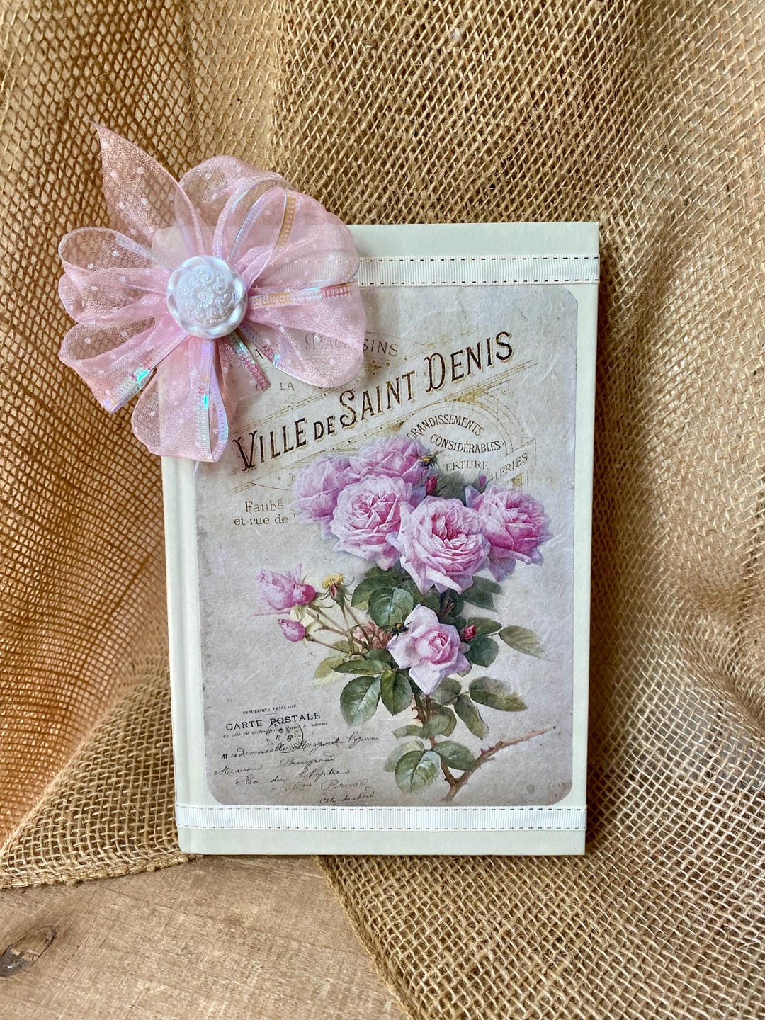 Pink Roses Bouquet Shabby Chic Floral Cottage Design Decoupage Book ...
