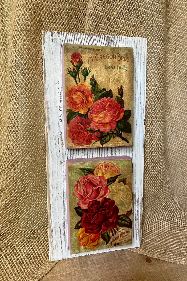Roses Wood Board Cottage Theme Decor Seed Packet Rose - Etsy