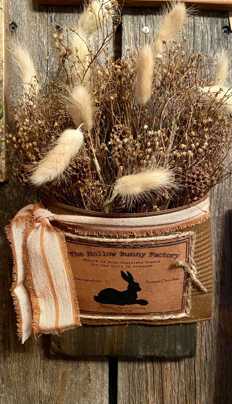 Tin Can Pocket Posey Crushed Tin Can Decor Primitive Tin - Etsy