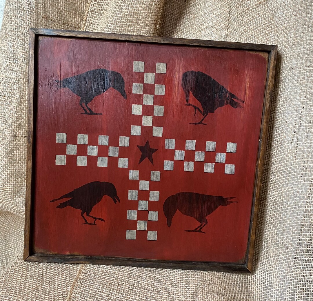 Primitive Game Board Americana Checkers Crow Game Board - Etsy