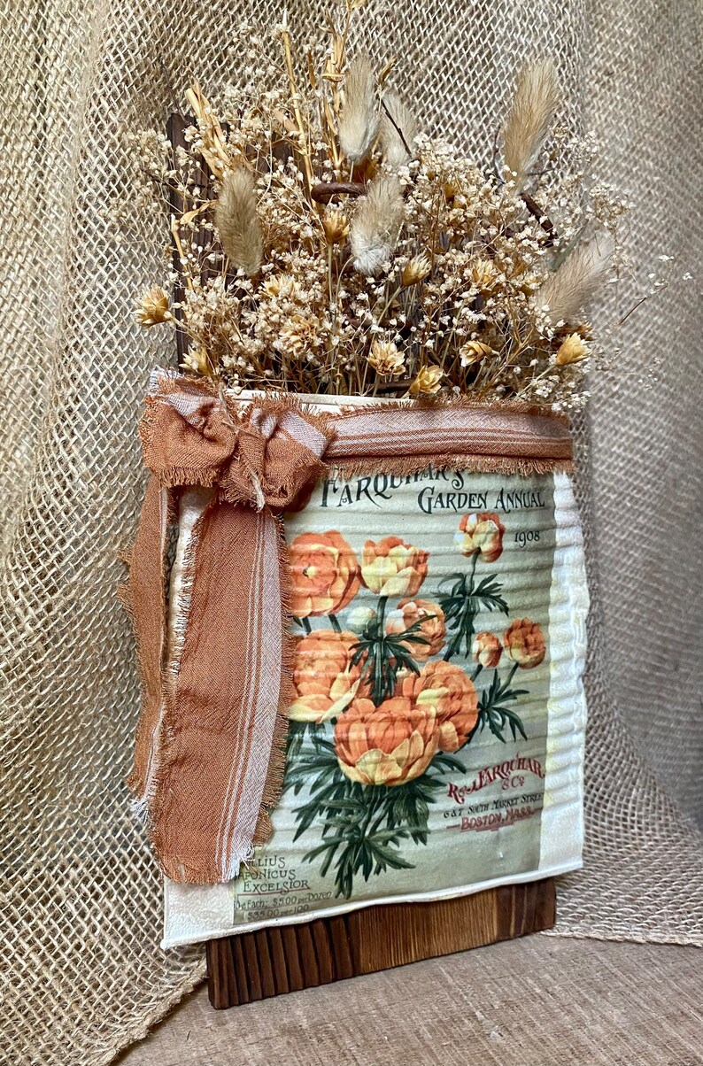 Flower Seed Wall Pocket, Flower Wall Hanging, Seed Packet Art ...