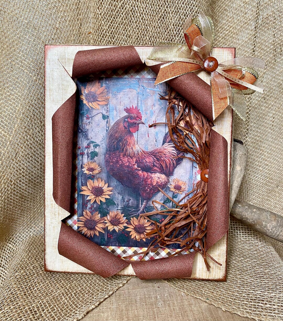 Chicken Sunflowers Busted Canvas Barnyard Country Themed Decor - Etsy