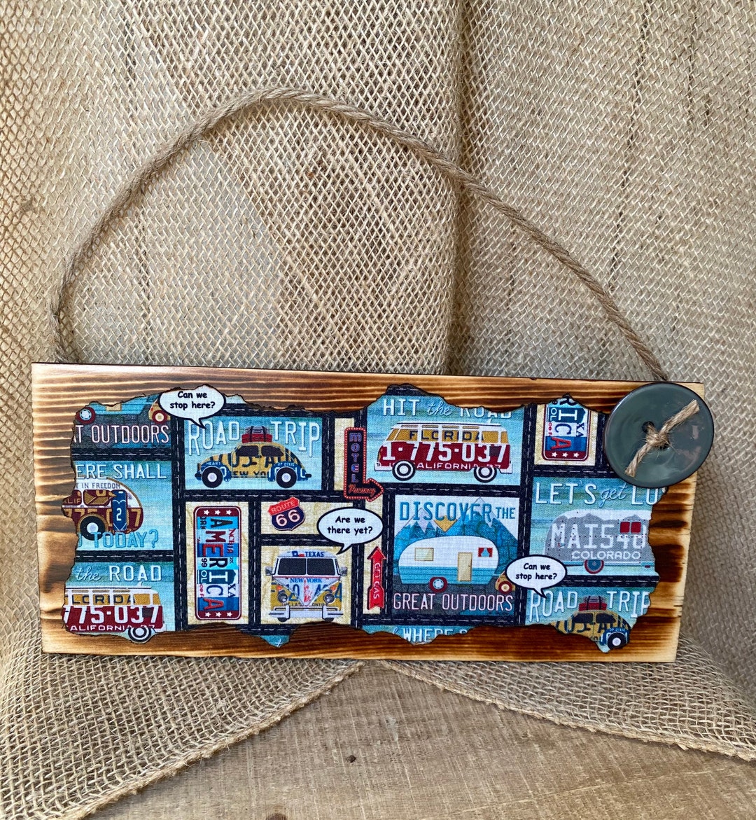 Camper Decor, RV Wall Hanging, Travel Art, Decoupaged Camping, Wood ...