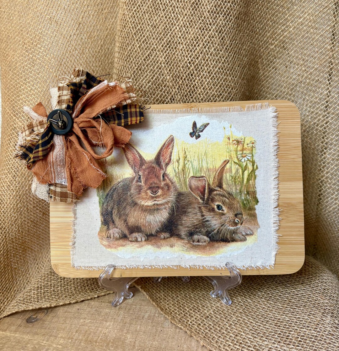Rabbits Shelf Display Wood Plaque Decorative Decoupaged Home Decor - Etsy
