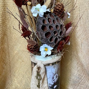 White Rabbit Tin Can Alice in Wonderland With Dried Arrangement ...