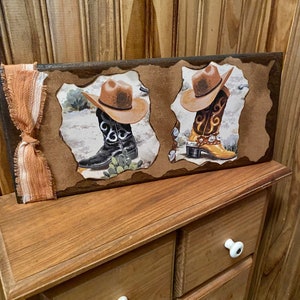 Cowboy Boots Wood Plaque, Western Decor, Rodeo Boots, Cattle Roping ...