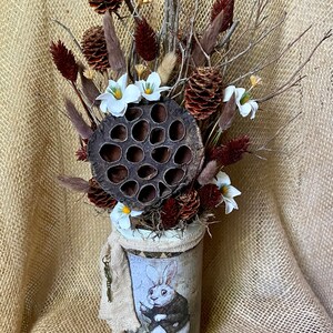 White Rabbit Tin Can Alice in Wonderland With Dried Arrangement ...