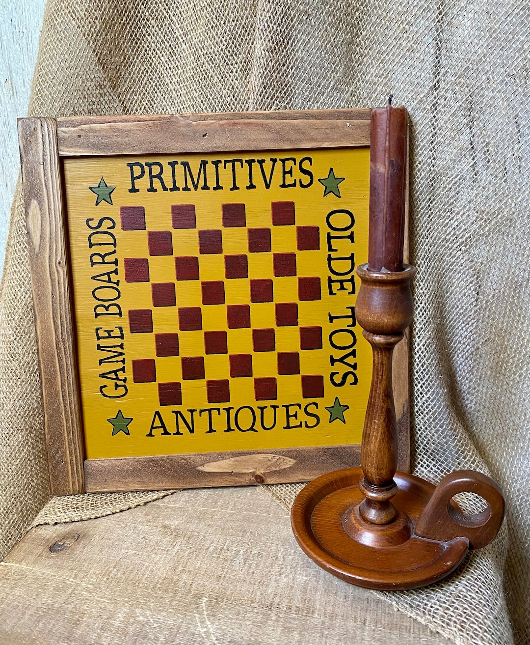 Primitive Checkerboard Stenciled Checkerboard Country or - Etsy