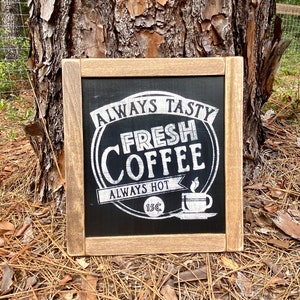 Coffee Wood Plaque, Stenciled Coffee Board, Framed Coffee, Chalkboard ...
