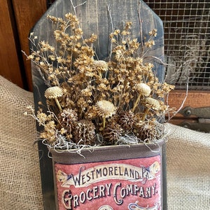Primitive Wall Pocket, Vintage Ad, Recycled Can, Pocket Posey, Dried ...