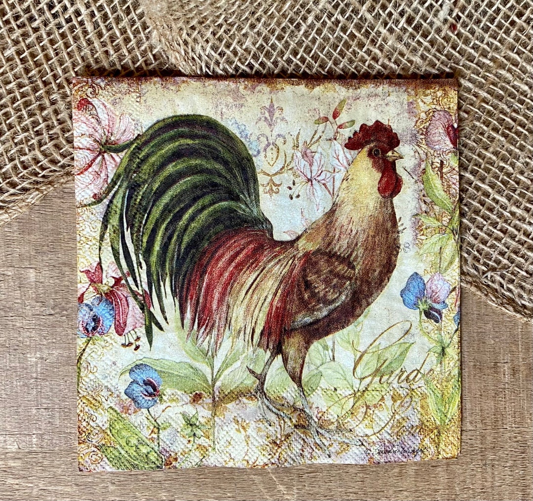 Decoupage Napkin, Chicken Design, Rooster Print, Crafting Napkin ...
