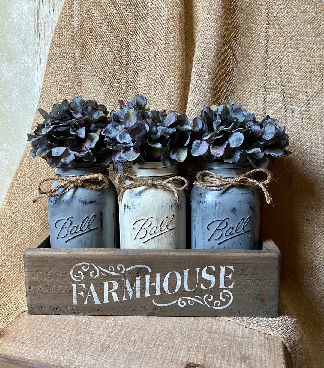 Farmhouse Mason Jar Set, Wedding Reception Accent, Farmhouse Design ...