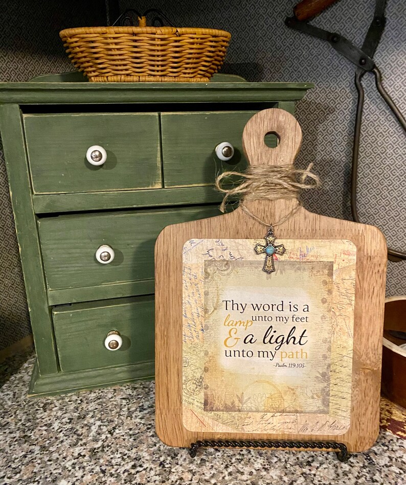 Religious Cutting Board Decor, Decoupaged Bible Verse, Charcuterie ...