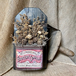 Primitive Wall Pocket, Vintage Ad, Recycled Can, Pocket Posey, Dried ...