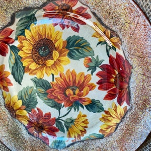 Sunflowers Glass Plate, Floral Dinner Plate, Decoupaged Plate, Table ...