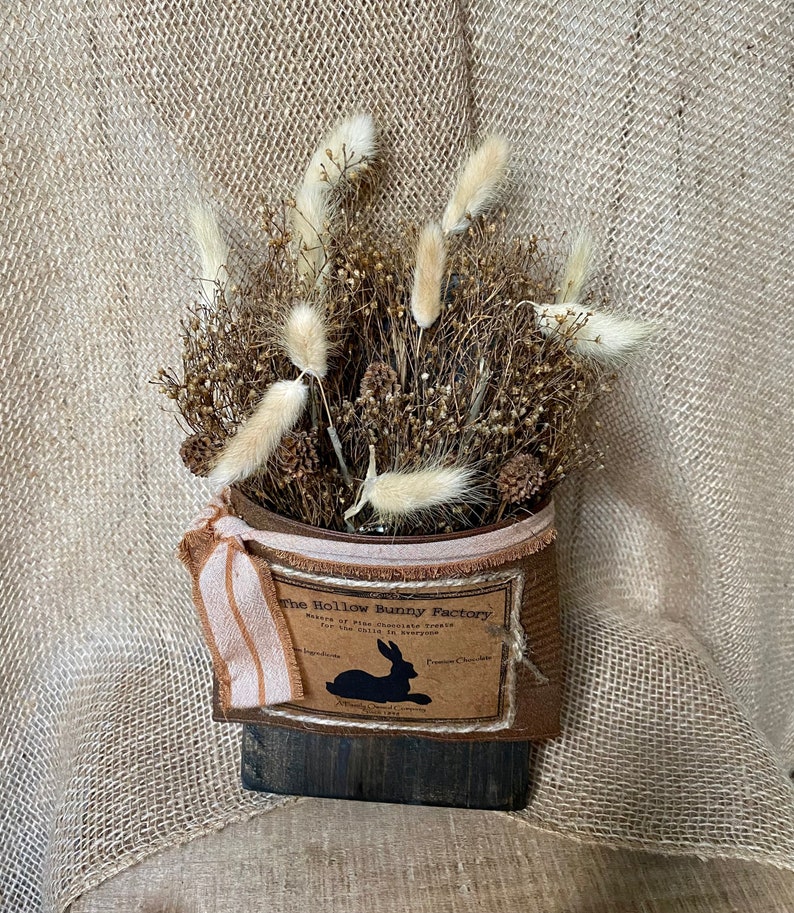 Tin Can Pocket Posey Crushed Tin Can Decor Primitive Tin - Etsy