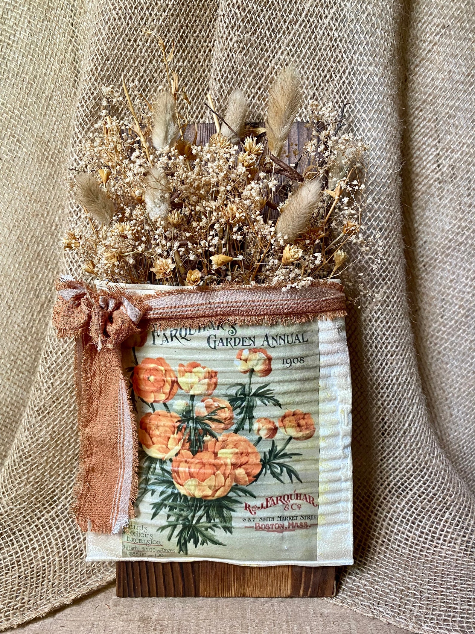 Flower Seed Wall Pocket, Flower Wall Hanging, Seed Packet Art ...