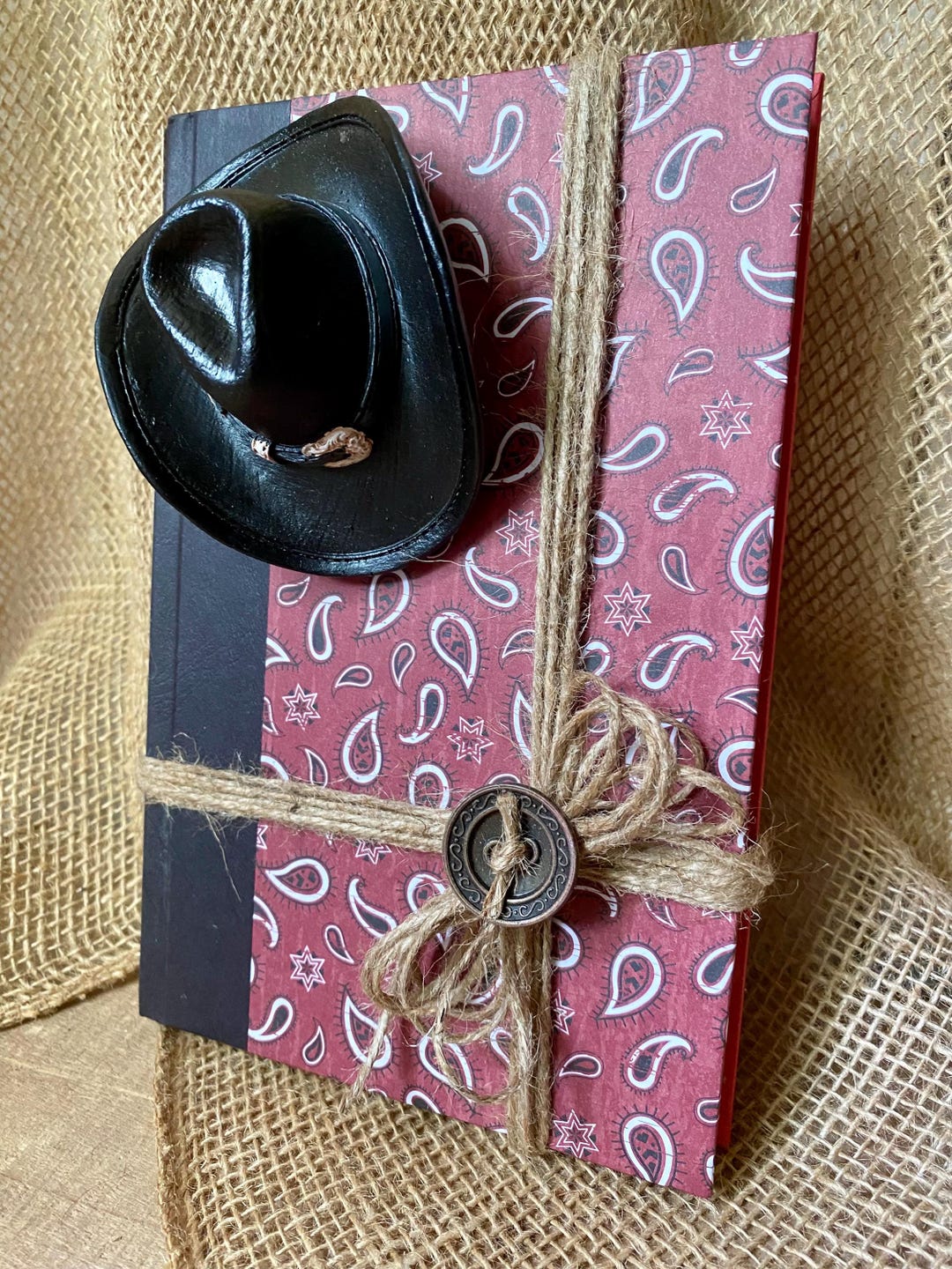 Cowboy Hat and Paisley Kerchief Pattern Decoupage Book, Shelf Sitter ...