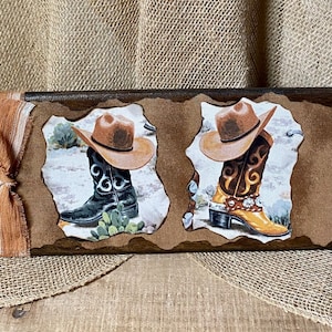 Cowboy Boots Wood Plaque, Western Decor, Rodeo Boots, Cattle Roping ...