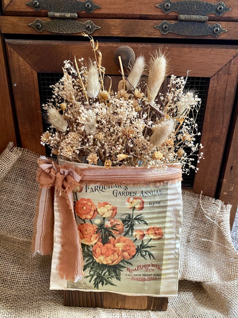 Flower Seed Wall Pocket, Flower Wall Hanging, Seed Packet Art ...