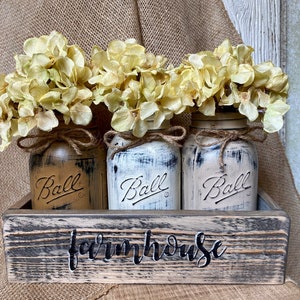 Farmhouse Mason Jar Set, Wedding Reception Accent, Farmhouse Design ...