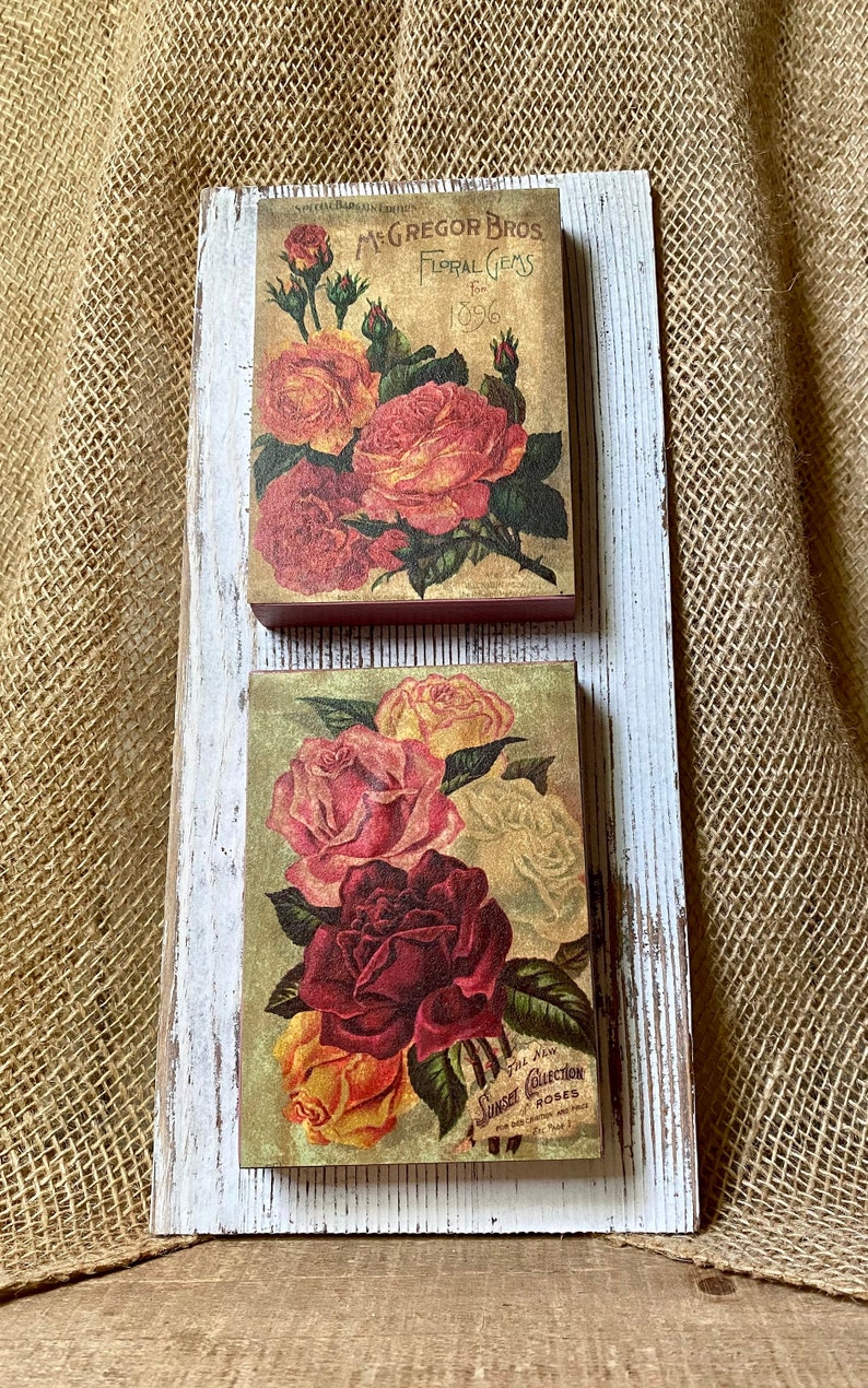 Roses Wood Board Cottage Theme Decor Seed Packet Rose - Etsy